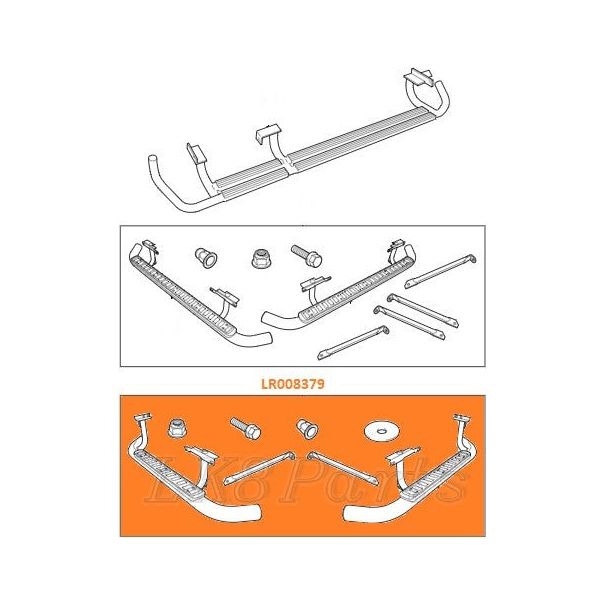 SIDE STEPS ASSY OE FIRE AND ICE STYLE NEW PART# LR008379 – Lucky8 Off Road